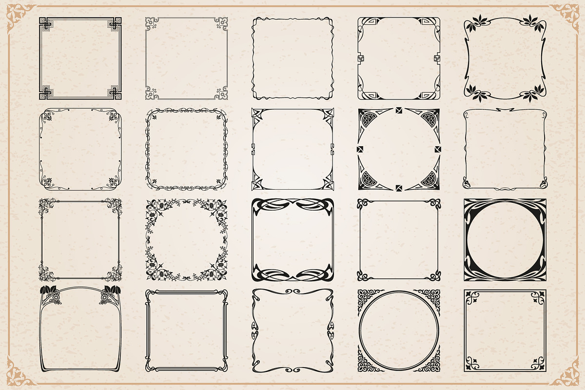 Decorative frames and borders set #1, an Object Graphic by Digiselector ...