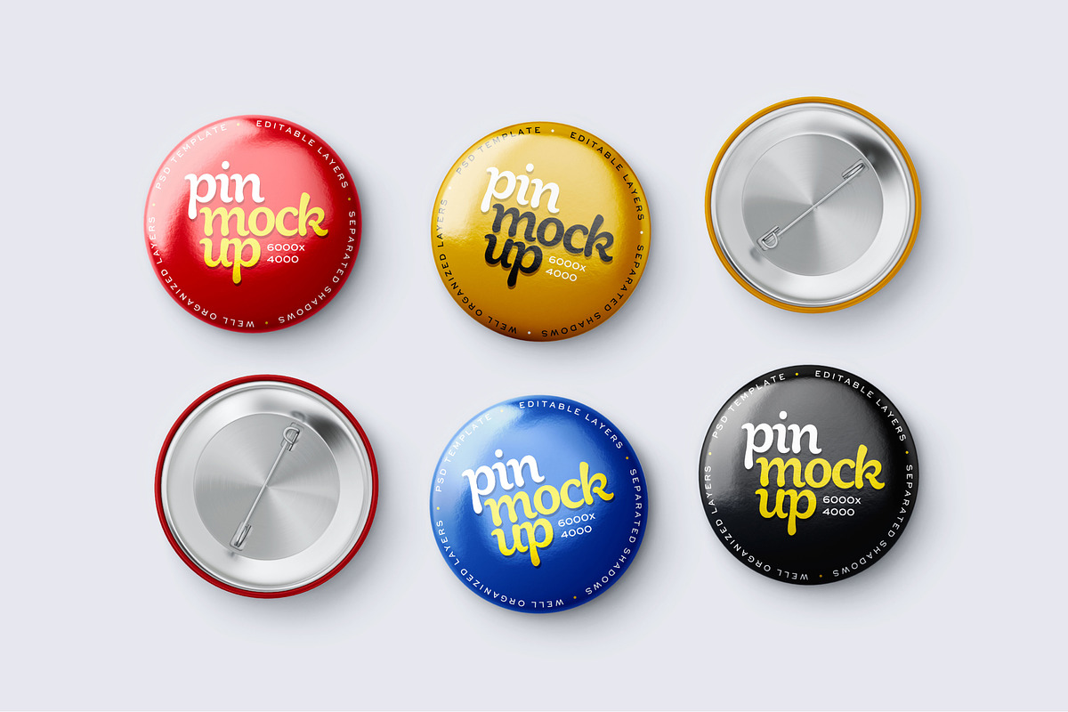 Pin Button Mockup Set, an Advertising Mockup by Deeplab