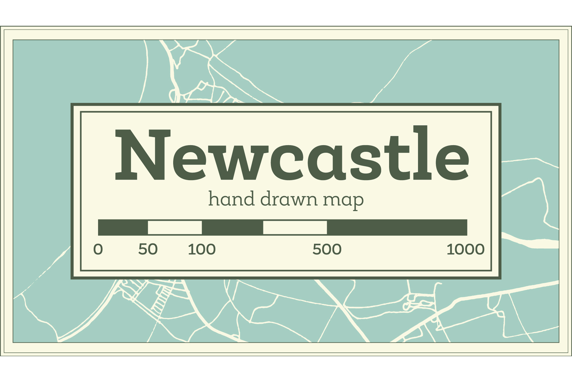 Newcastle England City Map in Retro, a Transportation Illustration by ...