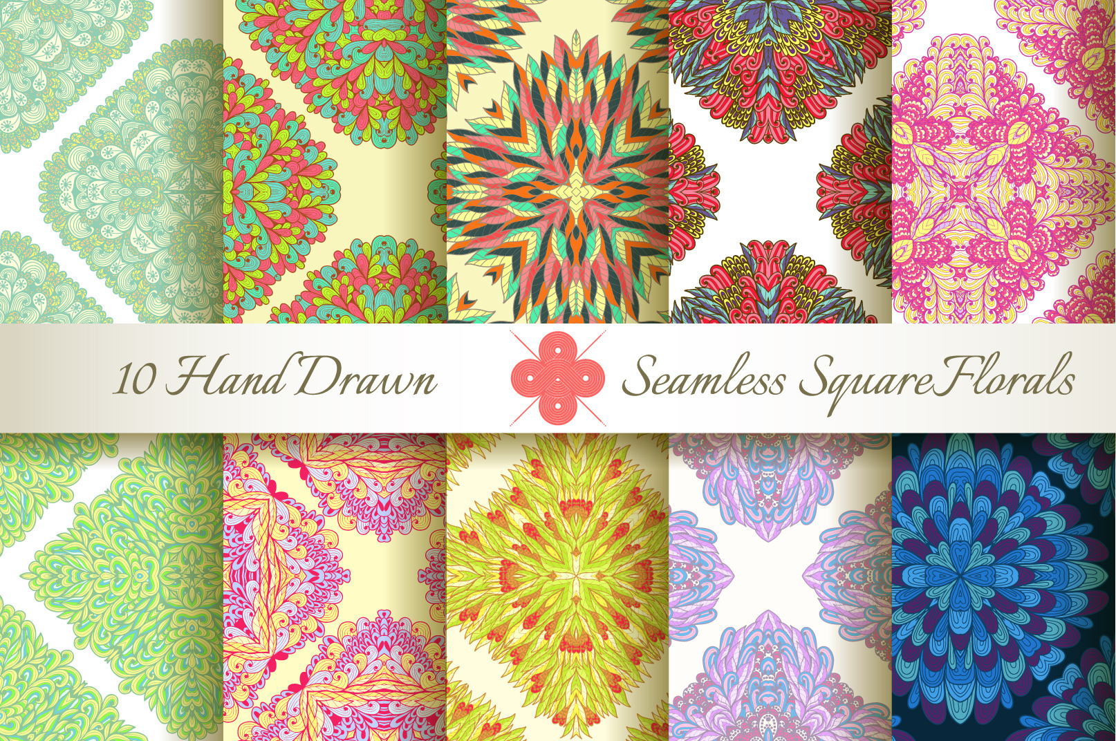 10 Floral Seamless Square Patterns, a Pattern Graphic by Patternalized
