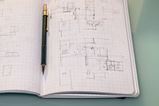 Architect notebook with sketches, a Business Photo by Architect´s eye