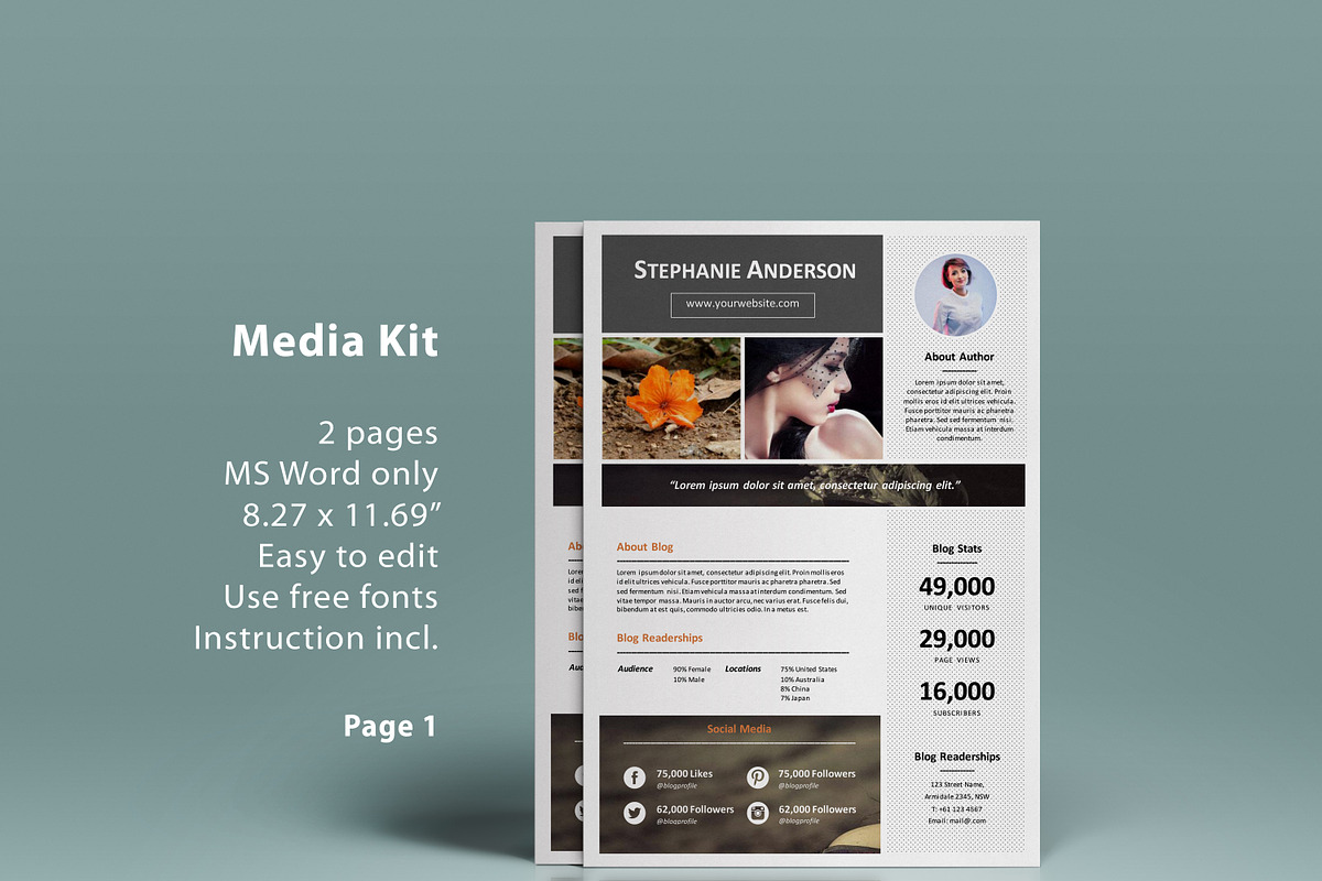 MS Word Blog Media Kit, a Presentation Template by Inkpower