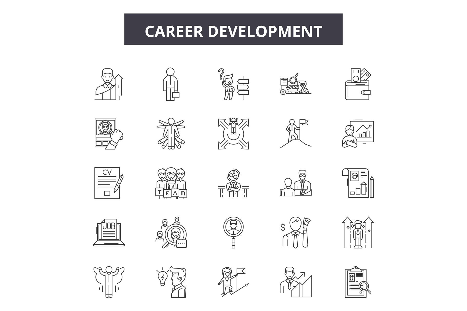 Career development line icons, signs | People Illustrations ~ Creative ...