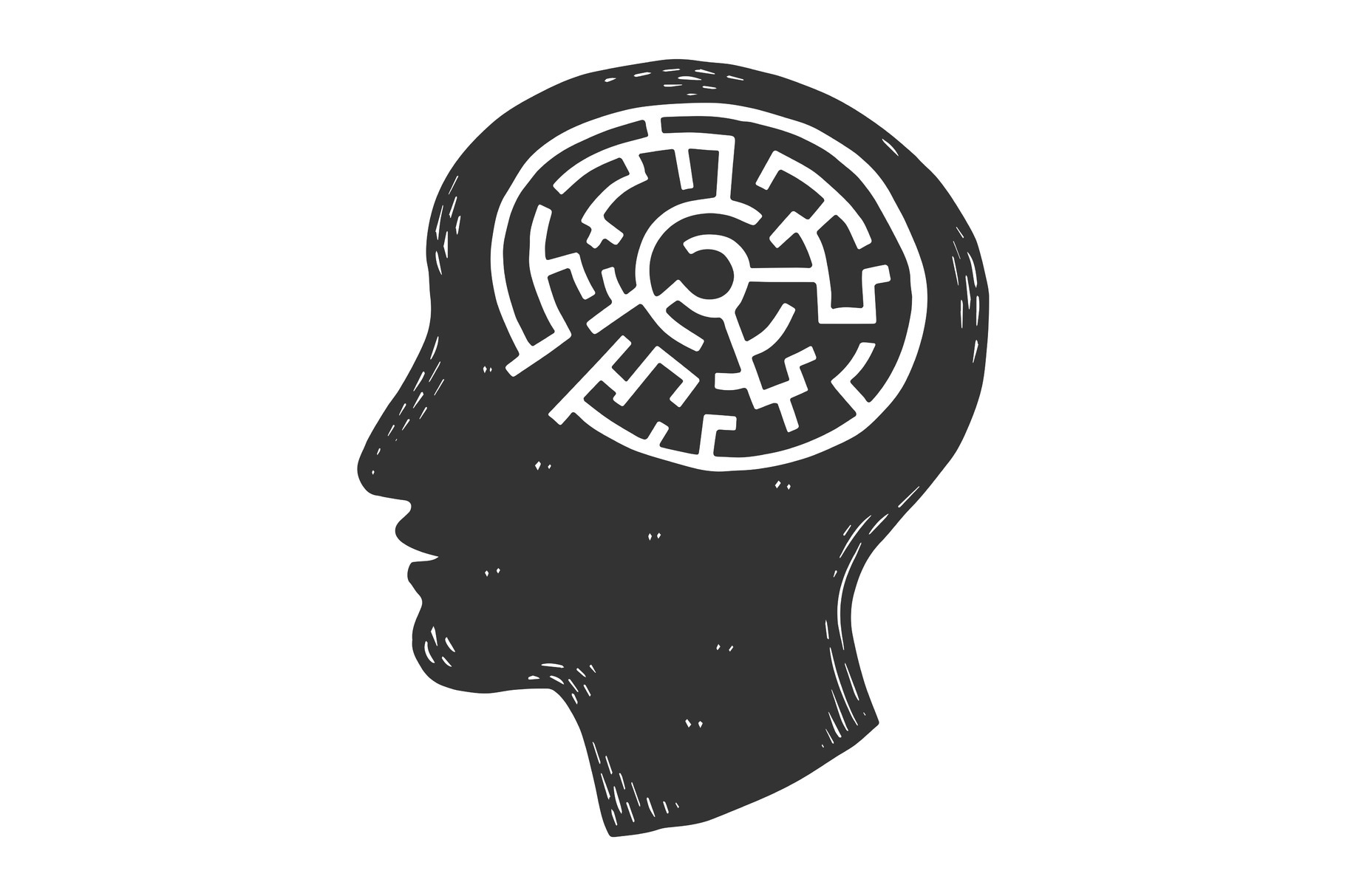 Human brain in form of labyrinth, a Person Illustration by AlexArt