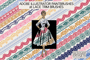 18 Lace Trim Brushes - Illustrator, a Brush Add-On by Pickover Designs