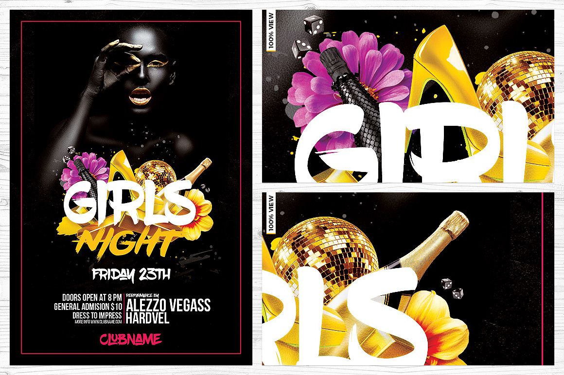Girls Night Party Flyer, a Flyer Template by drawzen