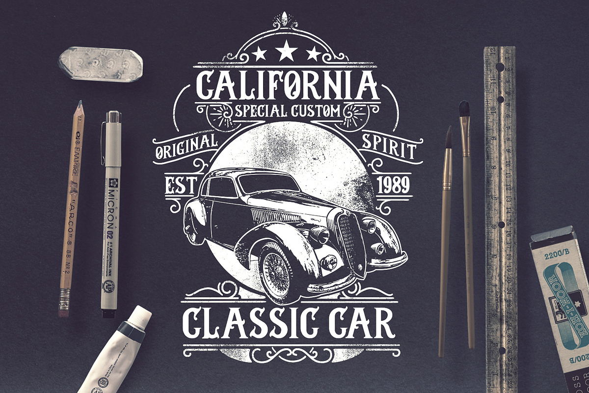 California Classic Cars, an Illustration by teeoclock.co