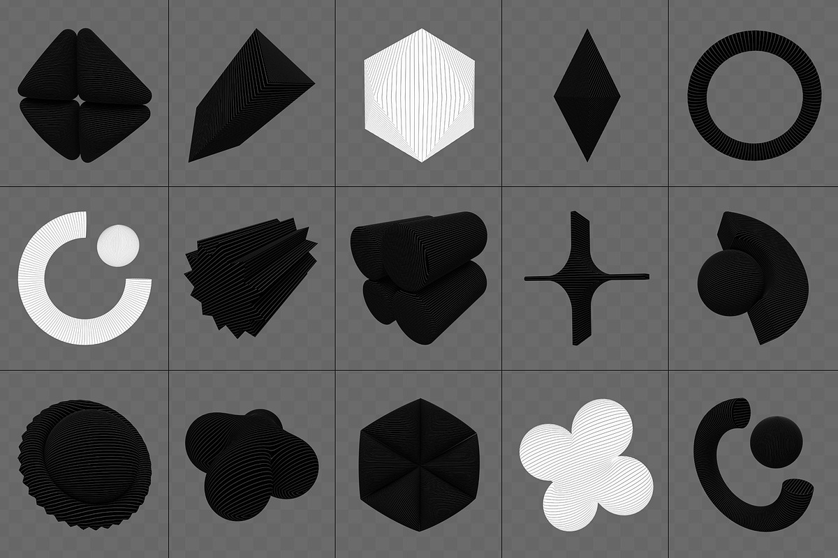 390+ Lines & Dots 3D Shapes, an Object Graphic by assetpro.design