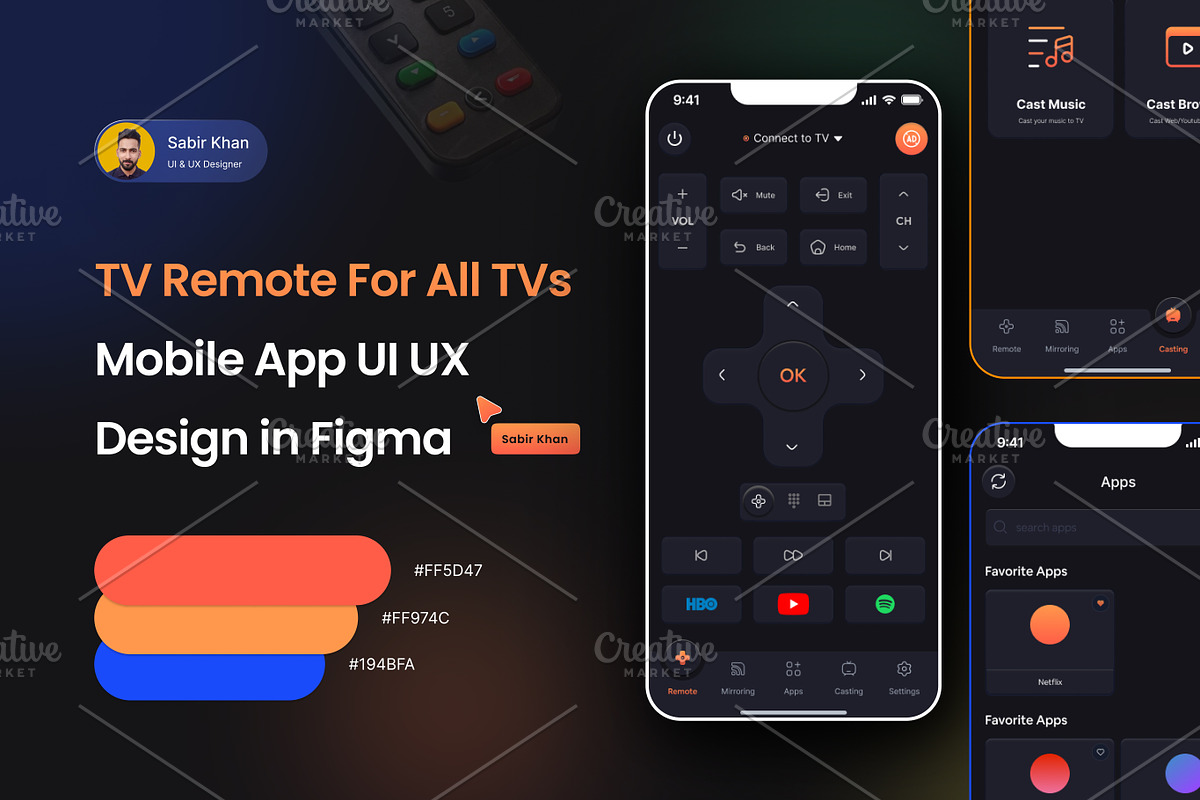 TV Remote For All TVs UI Kit Design, an UI Kit Template by DesignBox