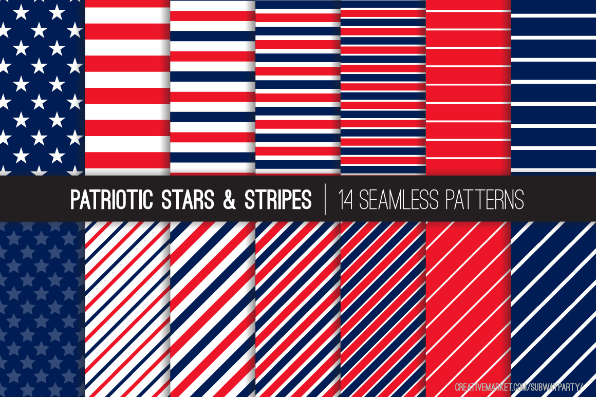 Vector Patriotic Stars & Stripes, a Pattern Graphic by SubwayParty