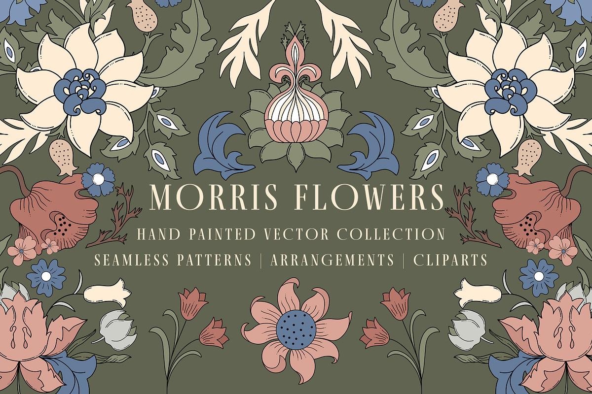 William Morris Flowers Vector Collection