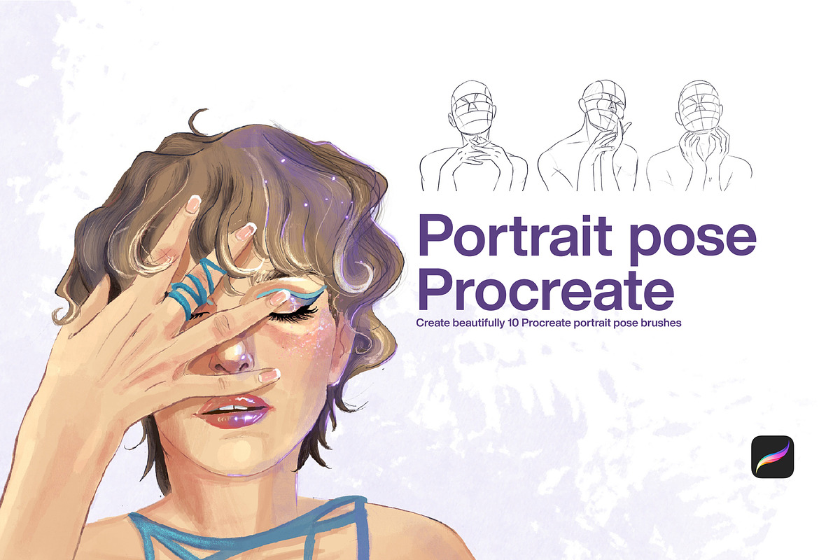 10 Portrait Pose Stamps Procreate, a Brush Add-On by CCPreset