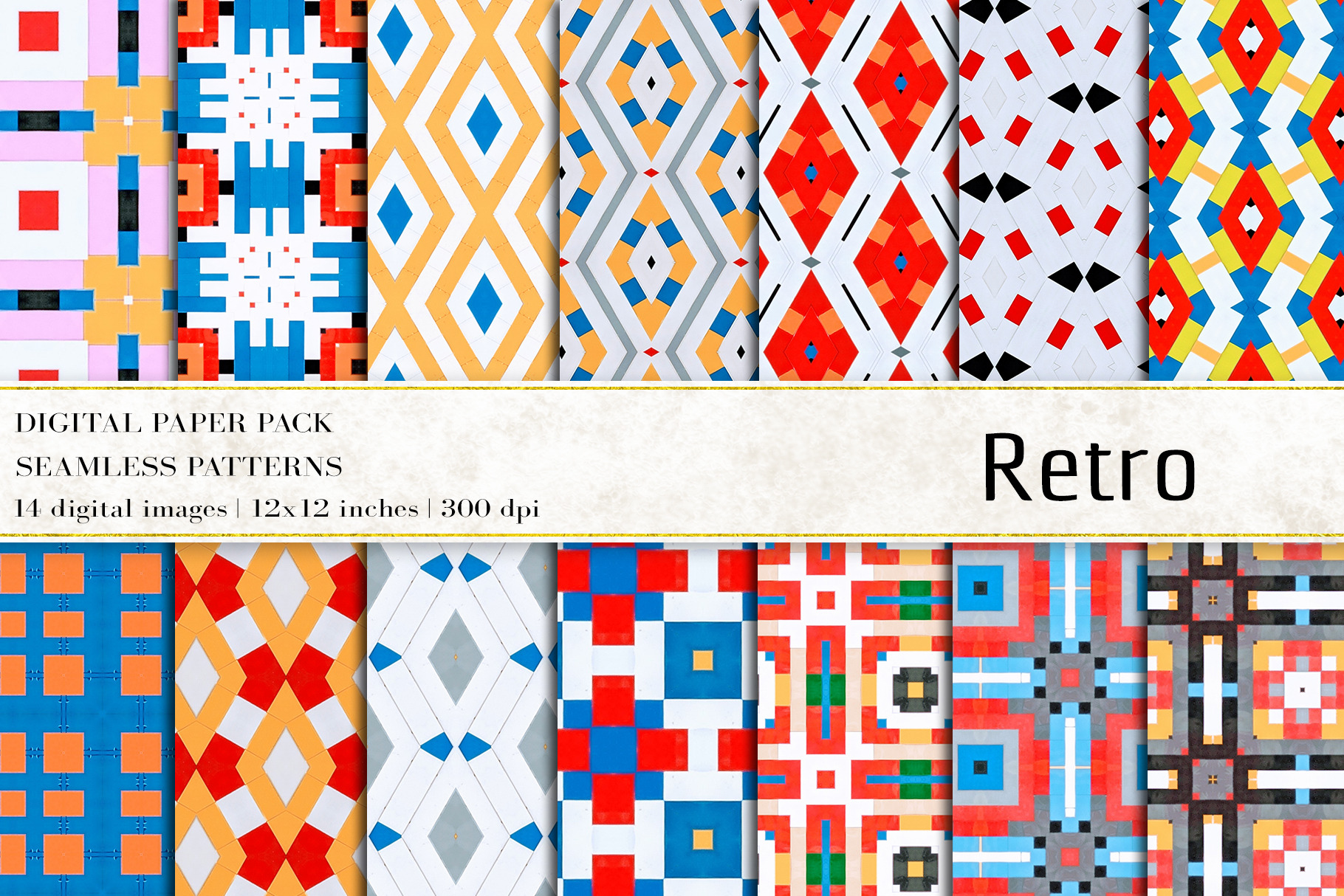 Retro Digital Papers, a Pattern Graphic by BonaDesigns
