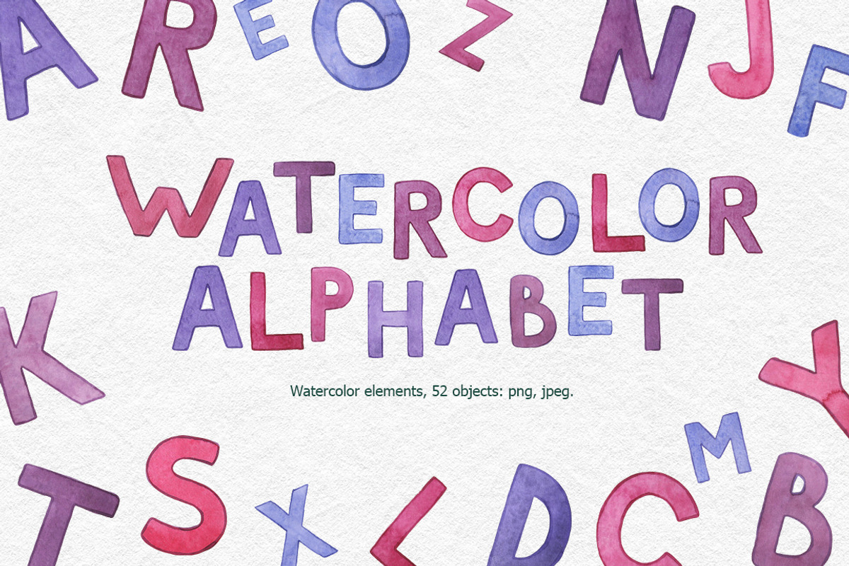 Watercolor alphabet, a Texture Illustration by CreativeByLu