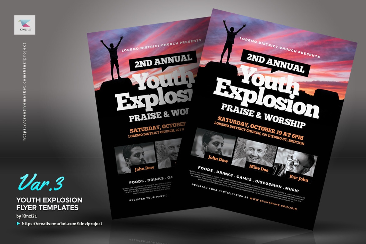 Youth Explosion Flyer Templates, a Flyer Template by kinzi21