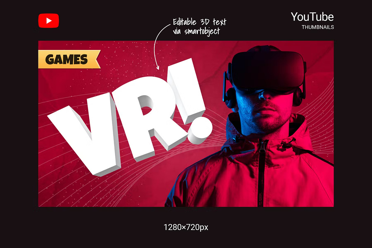 YouTube Thumbnails with 3D Text, a Social Media Template by Andrew ...