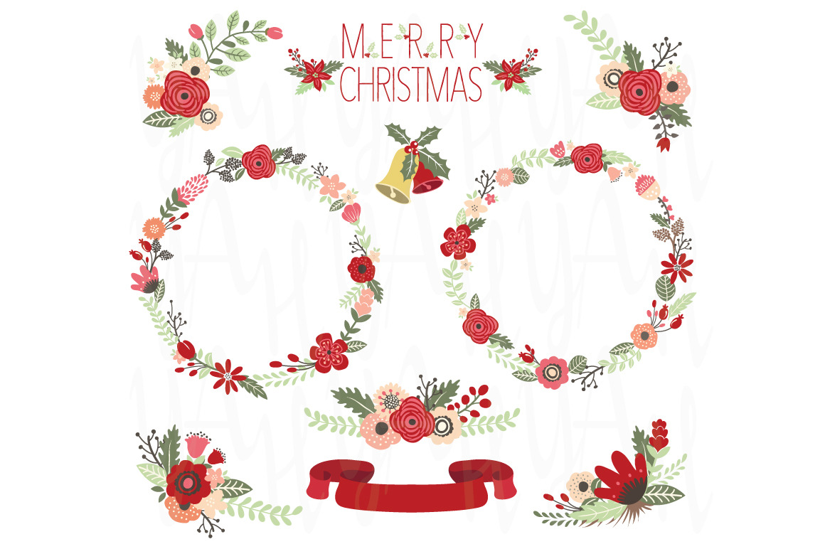 Christmas Floral Clip Art, an Illustration by YenzArtHaut
