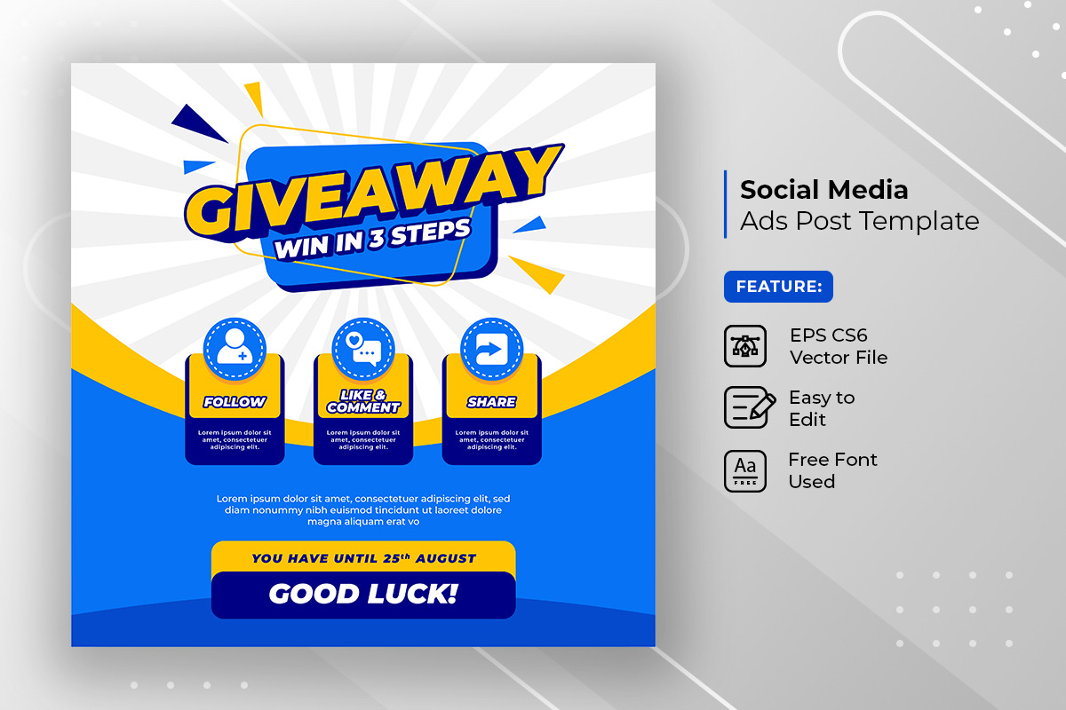 Giveaway contest banner post, a Social Media Template by Distrologo