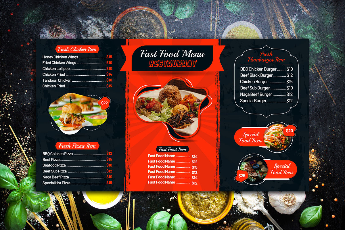 Digital Food Menu Design Template, a Stationery Template by MRI STUDIO