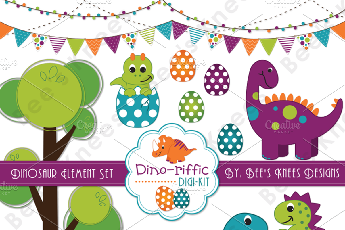 Dino-riffic Dinosaur Clipart, a Graphic by misty.m.choate
