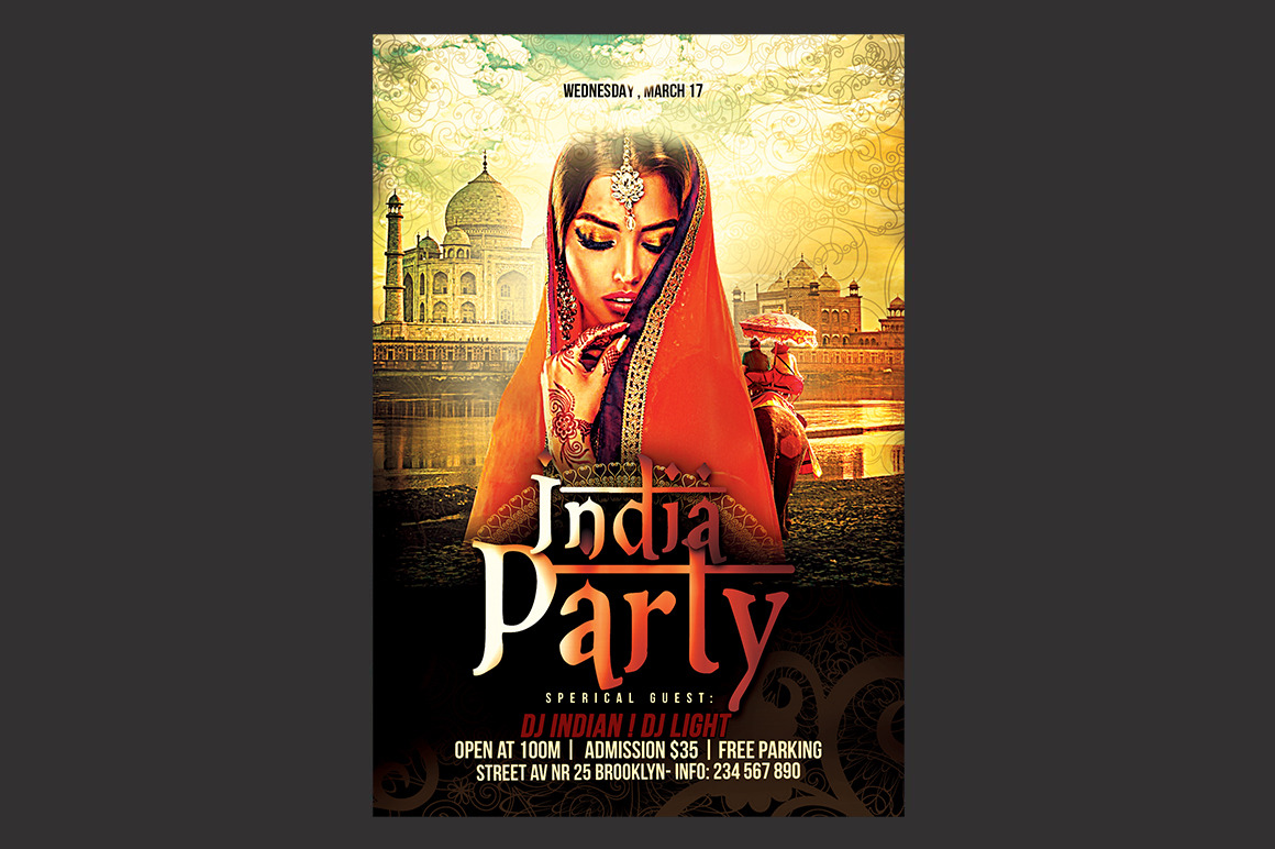 India Party Flyer, a Flyer Template by DSGraphicDesign