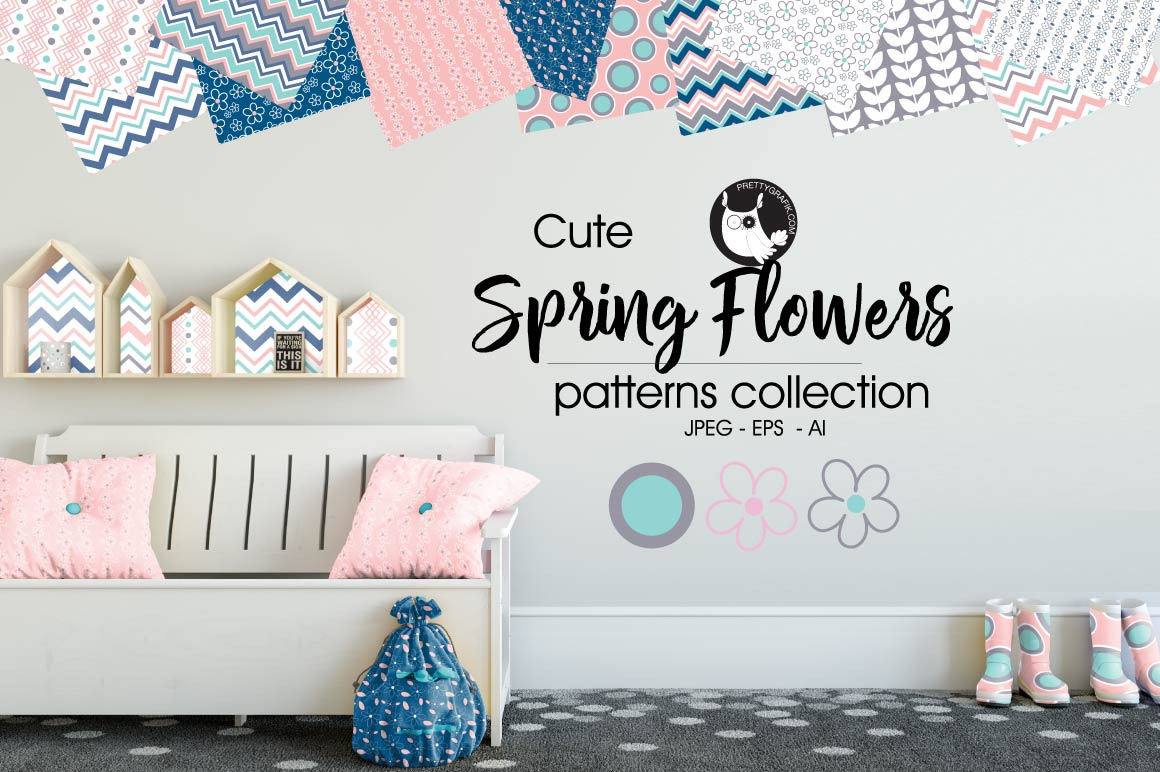 SPRING FLOWERS Pattern collection, a Pattern Graphic by PrettyPatterns