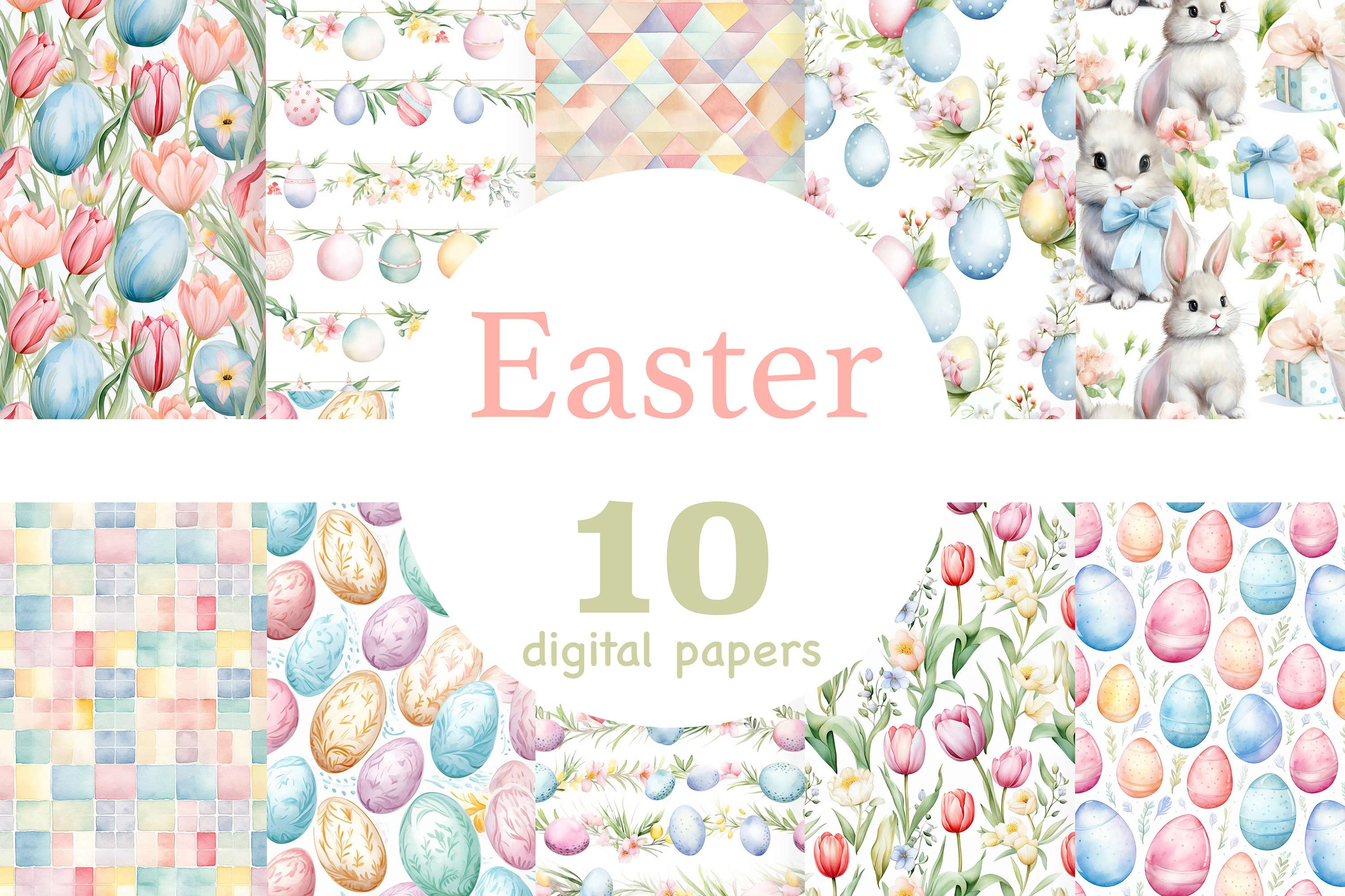Easter Pastel Digital Paper | Spring