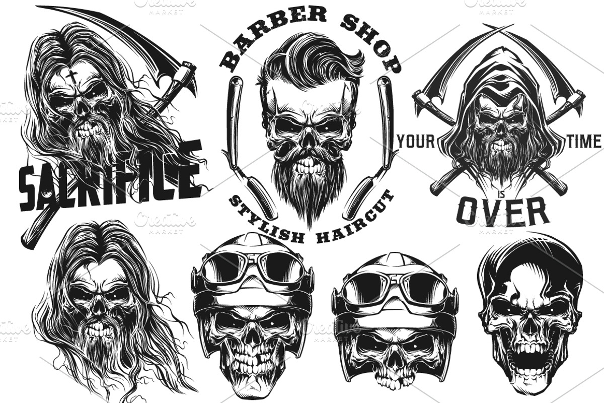 Vector Skull Set, an Illustration by daver2002ua
