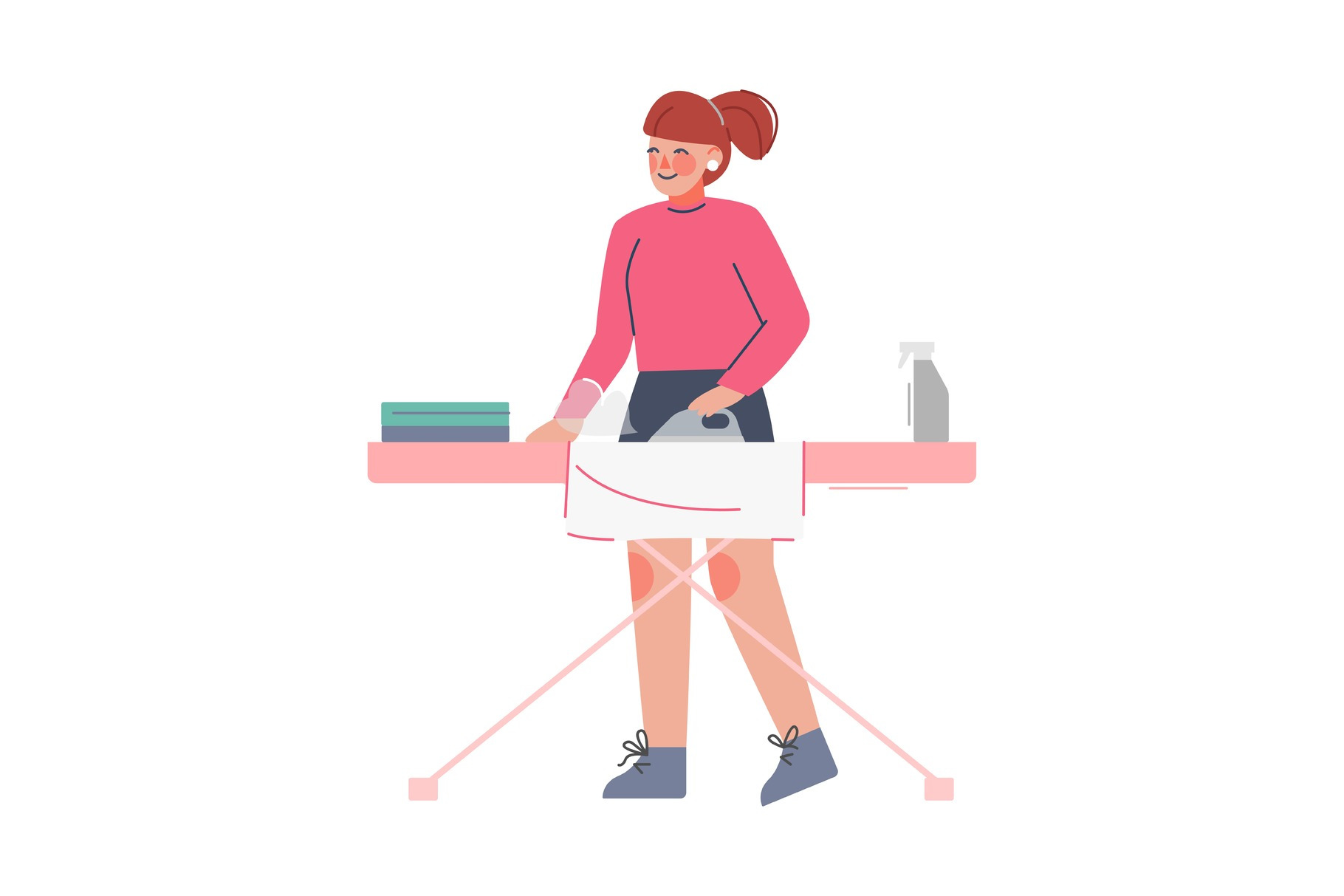 Girl Ironing Clothes on Board, a Person Illustration by TopVectors