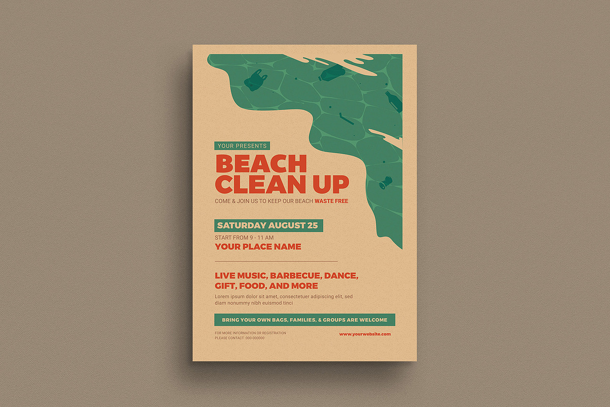 Beach Clean Up Event Flyer, a Flyer Template by Guuver