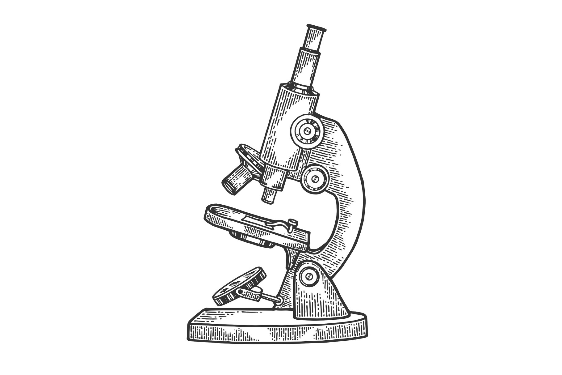 Microscope sketch engraving vector, a Healthcare Illustration by AlexArt