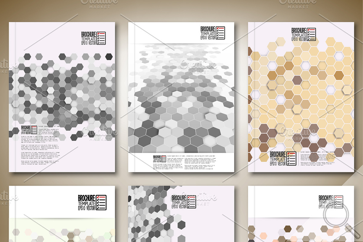Hexagonal brochure or flyer patterns, a Work Illustration by VectorShop