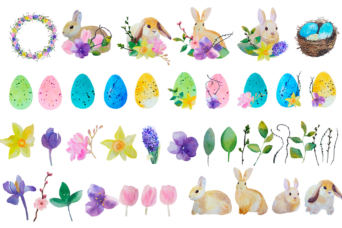 Easter clip art set, a Decorative Illustration by GraphicRain