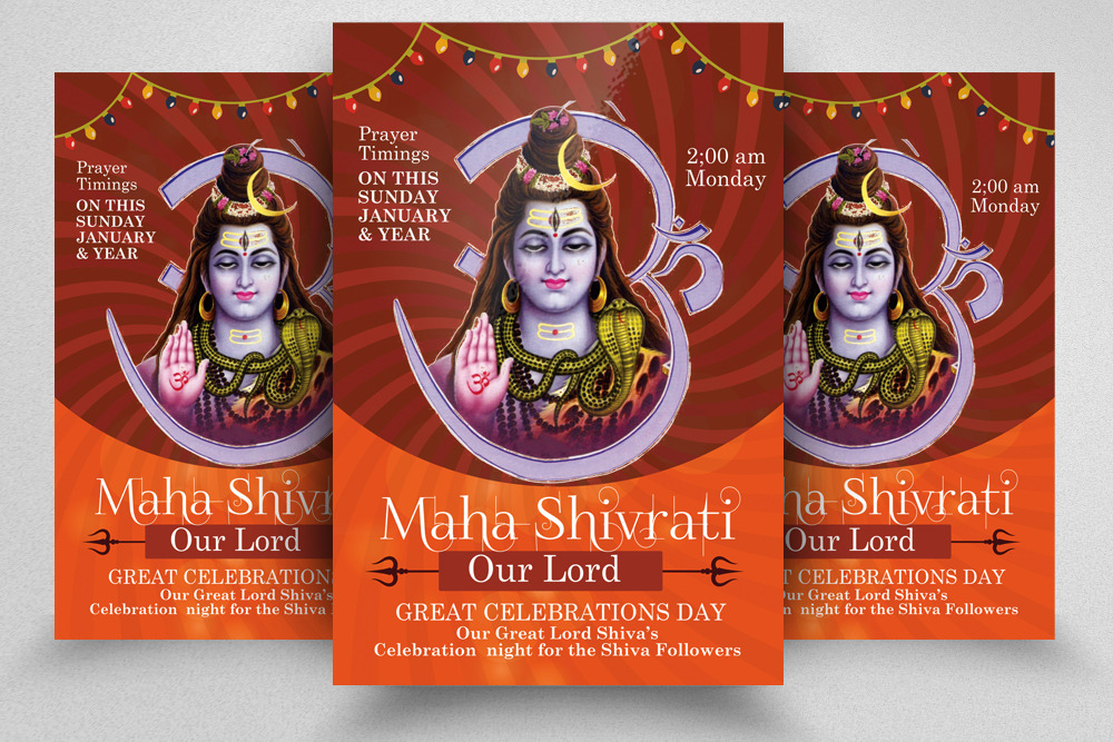 Maha Shivrati Hindu Event Flyer, a Flyer Template by Psd Templates