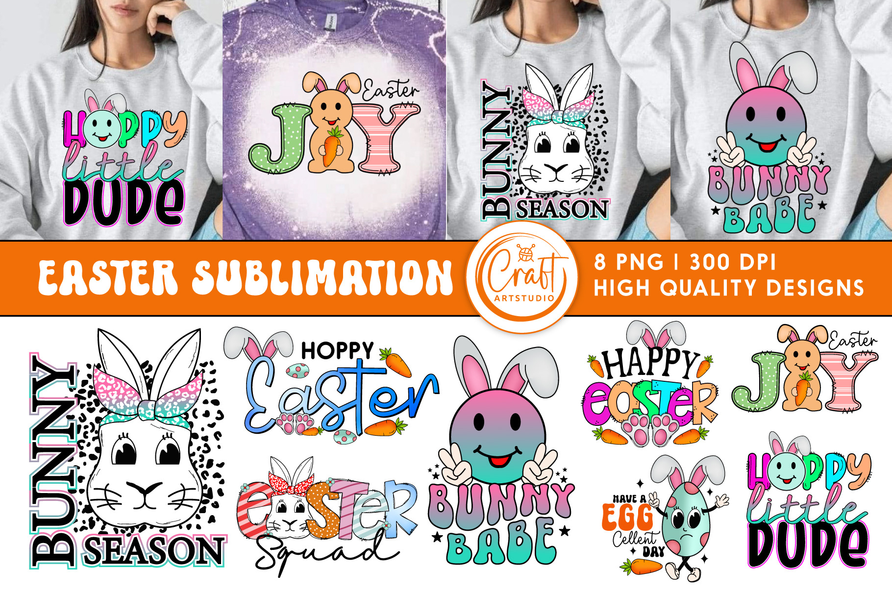 Retro Easter Sublimation Bundle, a Graphic by craftartstudio
