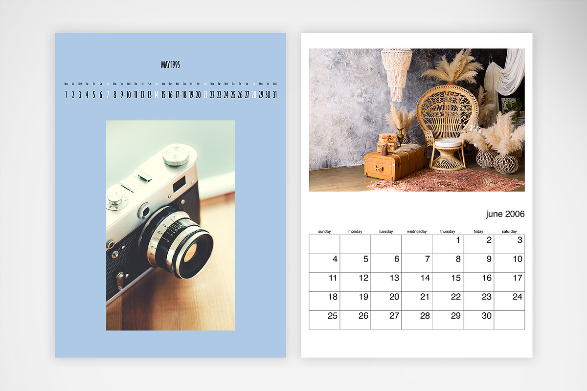 2023 Retro Reusable Calendars Layout, a Stationery Template by McLittle ...