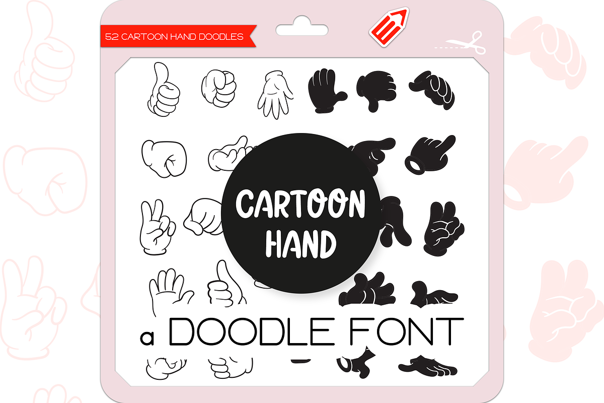 Cartoon Hand Doodles - Dingbats Font, a Symbol Font by WADLEN