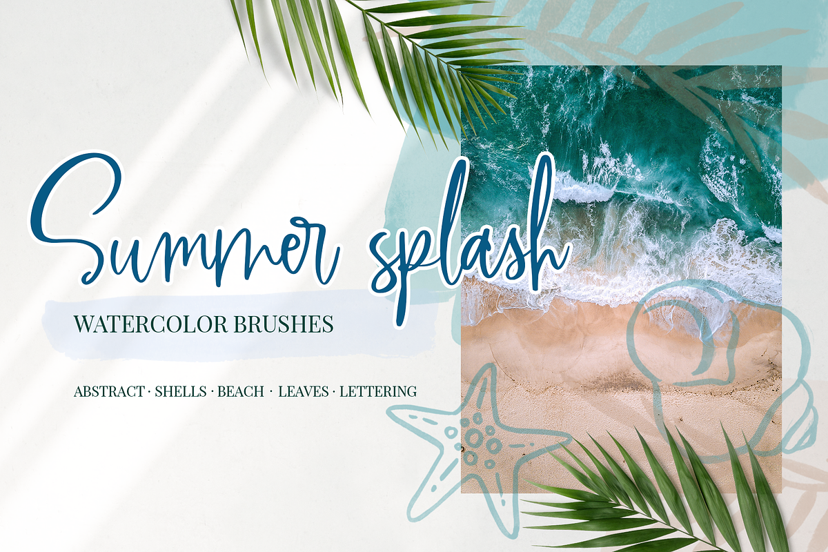 Summer splash - watercolor brushes, a Brush Add-On by Beauty Drops