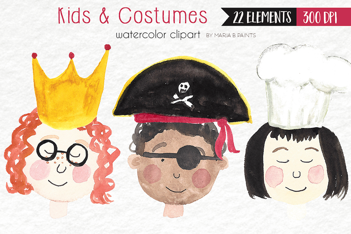 Watercolor Clip Art - Kids, Children, an Illustration by Maria B ...