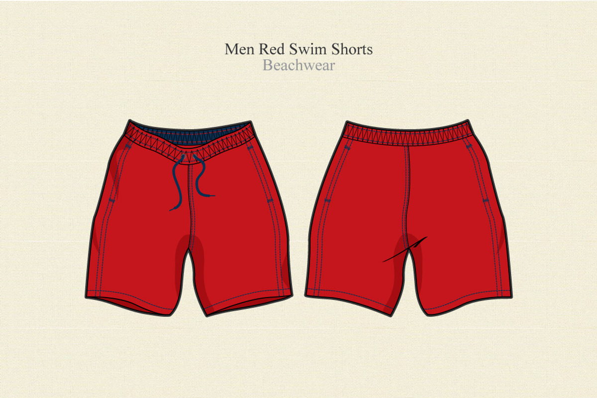 Men Swim Shorts Vector Template, an Illustration by VecFashion Ltd.
