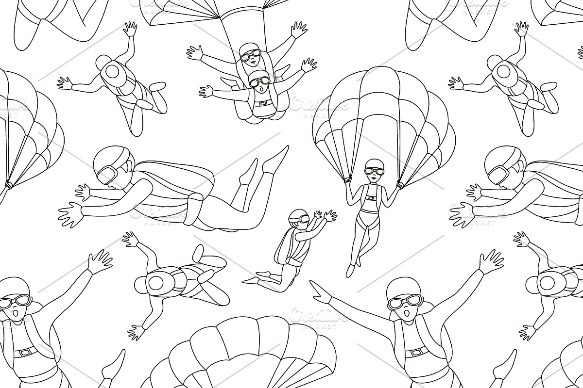 Vector set of parachuter pattern, a Pattern Graphic by Netkoff