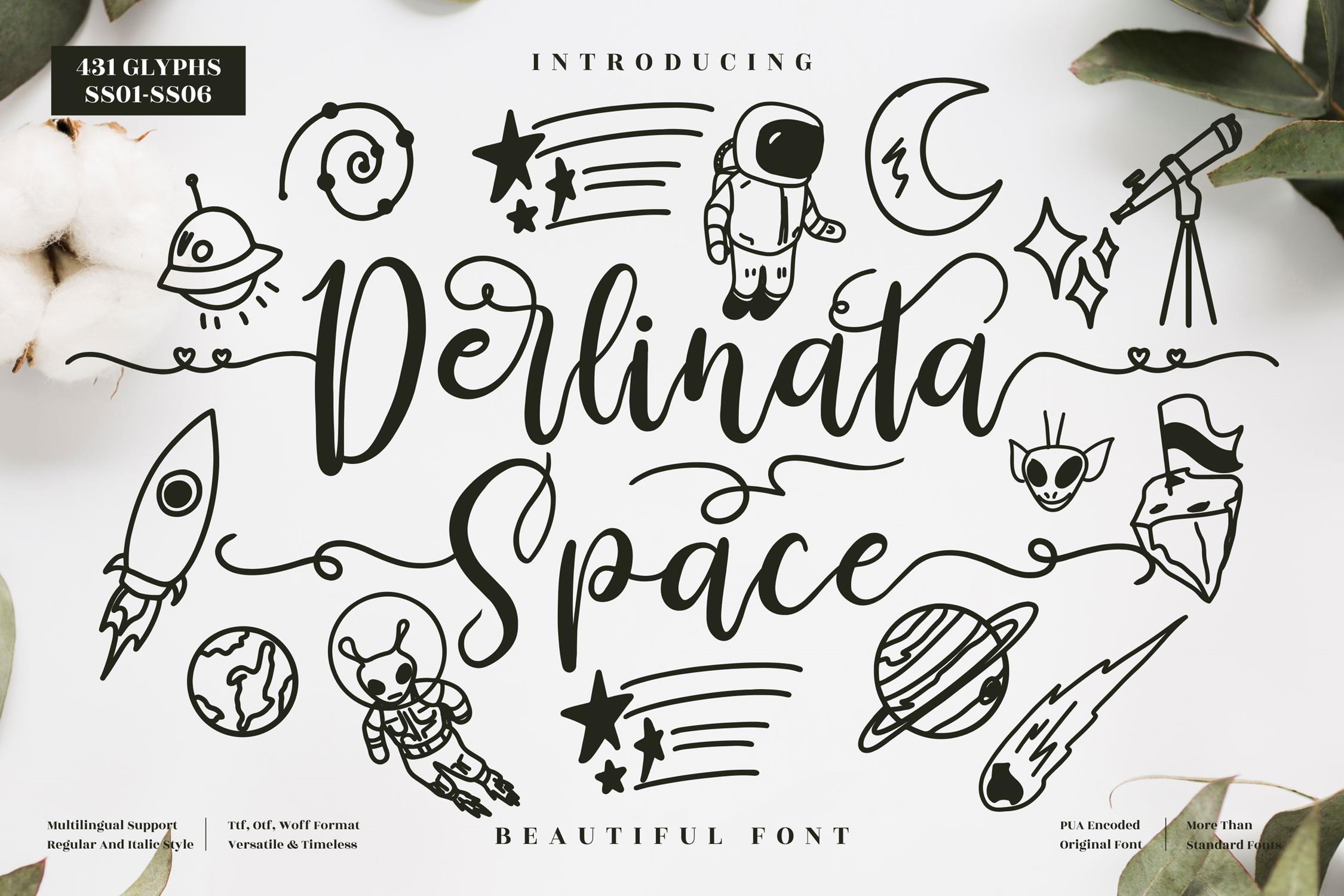 Derlinata Space Script LS, a Script Font by GranzCreative