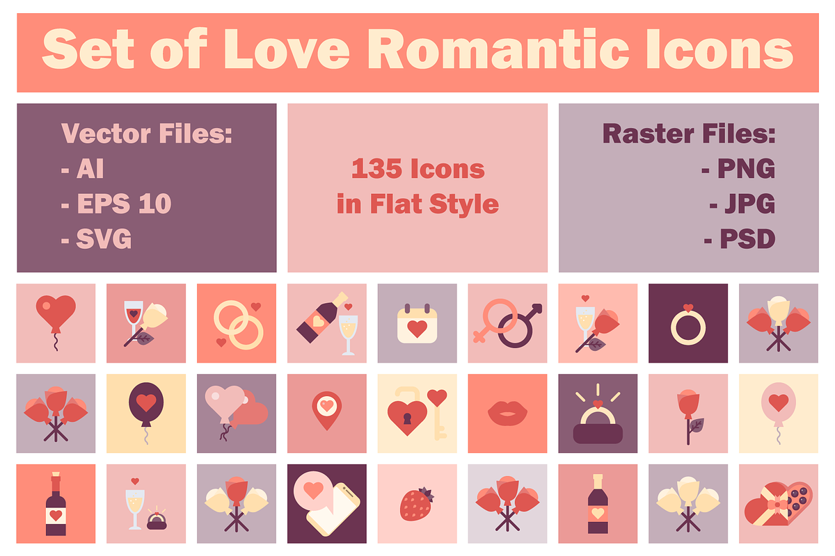 Set Of Love Romantic Icons, an Icon by sunny_sunny_game_art | Creative ...