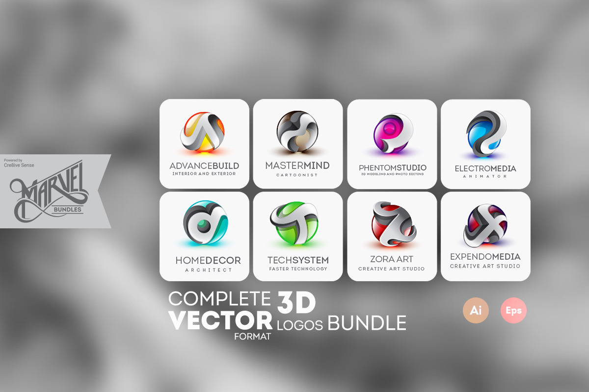 3D Logos - Marvel Bundle, a Branding & Logo Template by Cre8iveSense