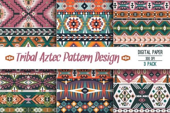Collection Bright Aztec Patterns, a Pattern Graphic by tomuato