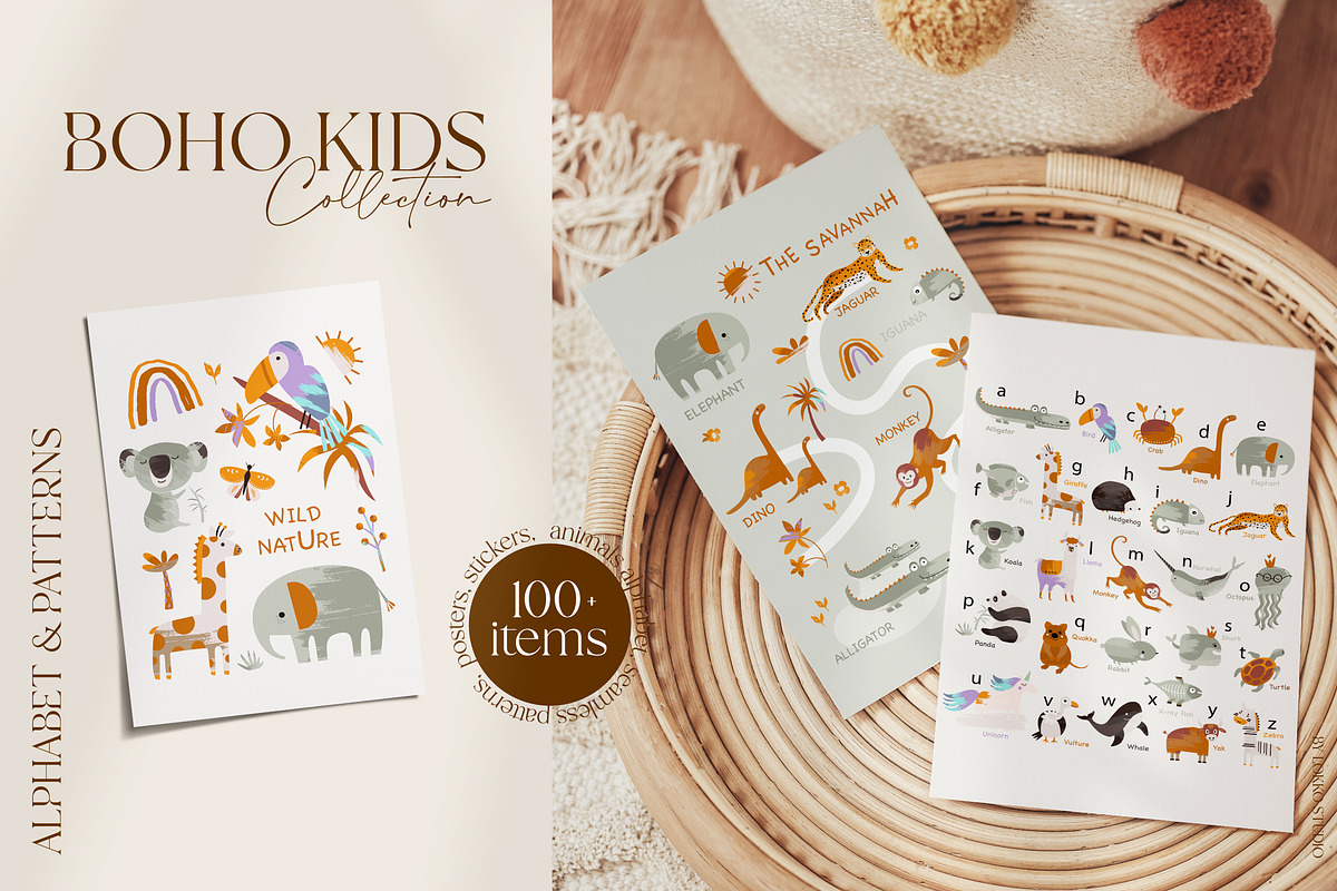 Boho Animal Alphabet kids collection, an Animal Illustration by lokko ...