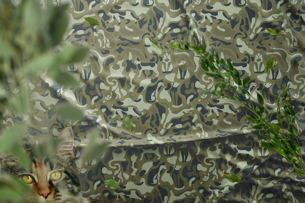 Seamless camo with CATS, a Pattern Graphic by pineart
