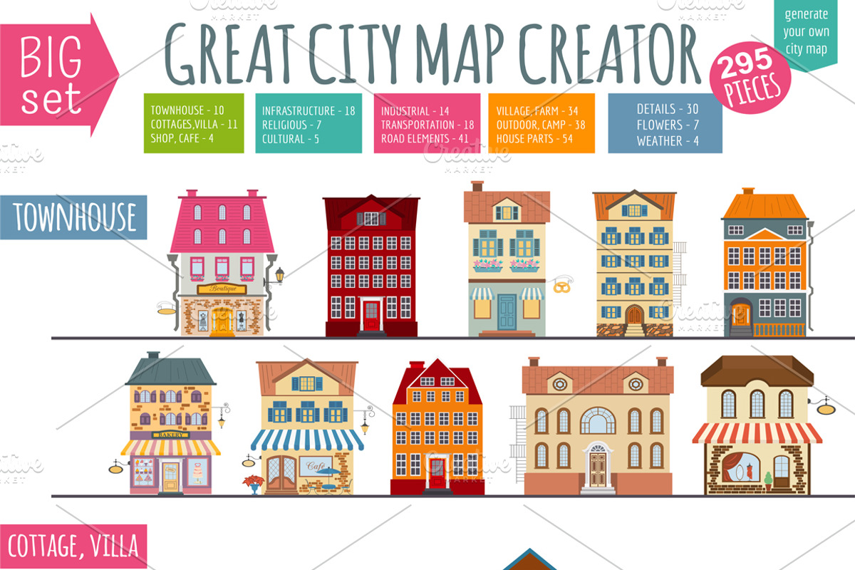 Great City Map Creator set, a Transportation Illustration by pet design ...