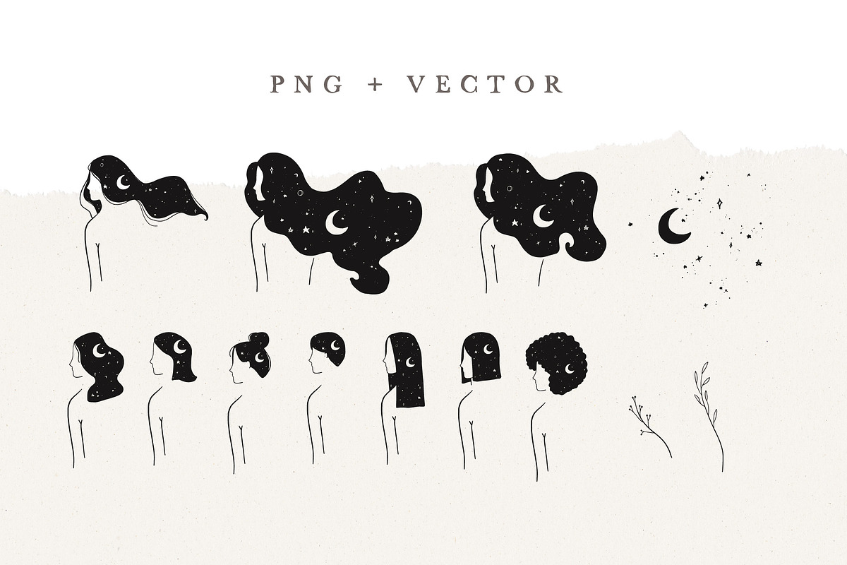 MOON GIRLS / illustration png+vector, an Illustration by KruthDesign