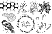 Sketchy Blackwork Vector Designs, an Illustration by Hannah Klingenberg